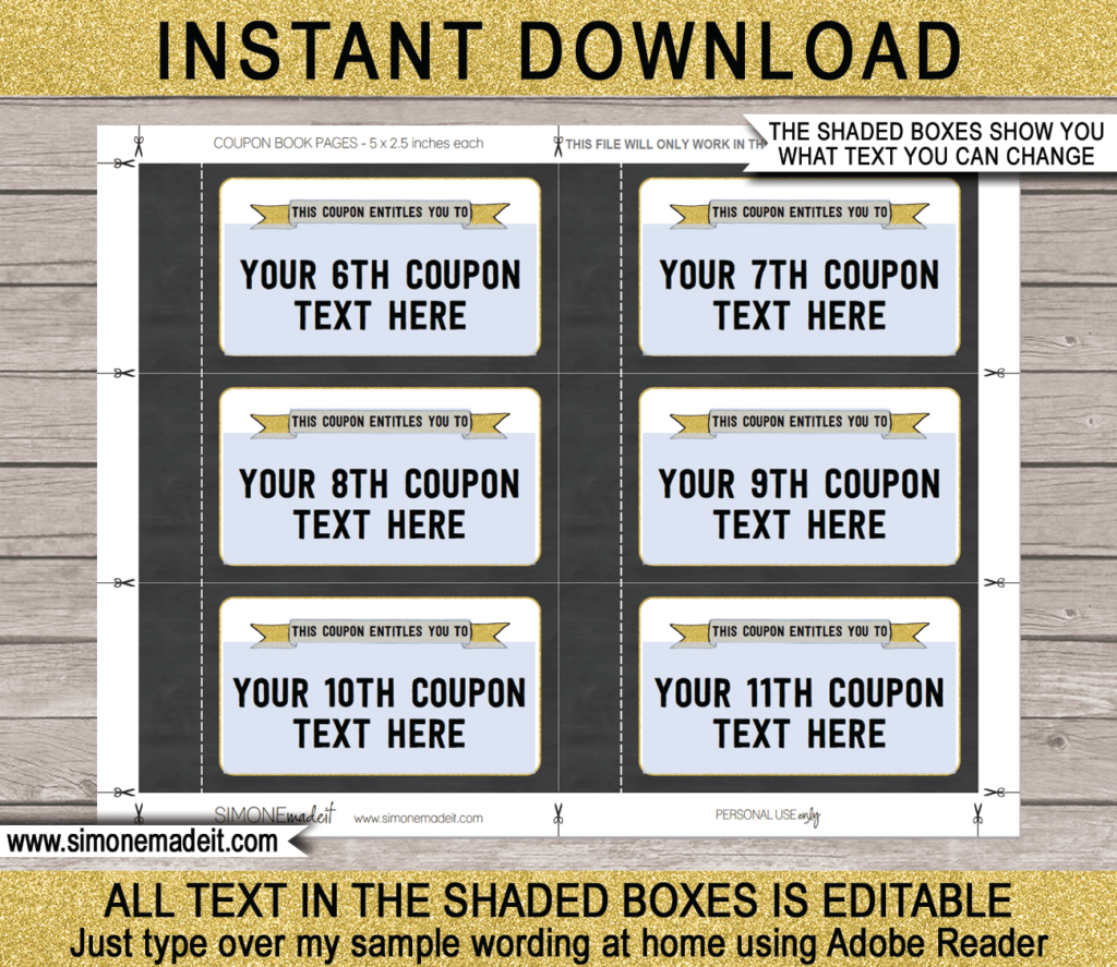 Printable Birthday Coupon Book Template | DIY Personalized Coupons