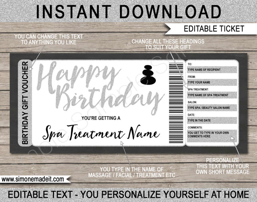 Birthday Spa Gift Certificate Template | Editable & Printable Gift Voucher