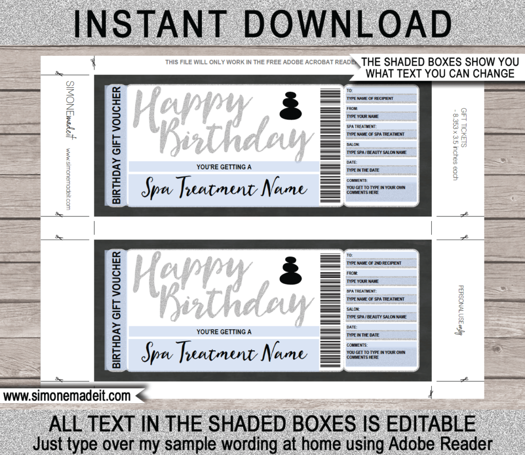 Birthday Spa Gift Certificate Template | Editable & Printable Gift Voucher