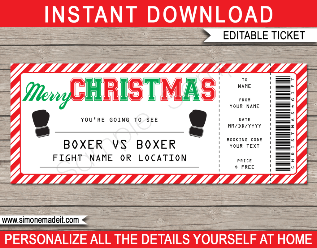 Christmas Boxing Ticket Gift Voucher | Printable Boxing Ticket Template