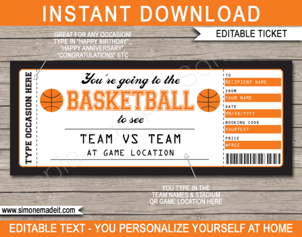 Dallas Mavericks Game Ticket Gift Voucher | Printable Surprise NBA ...