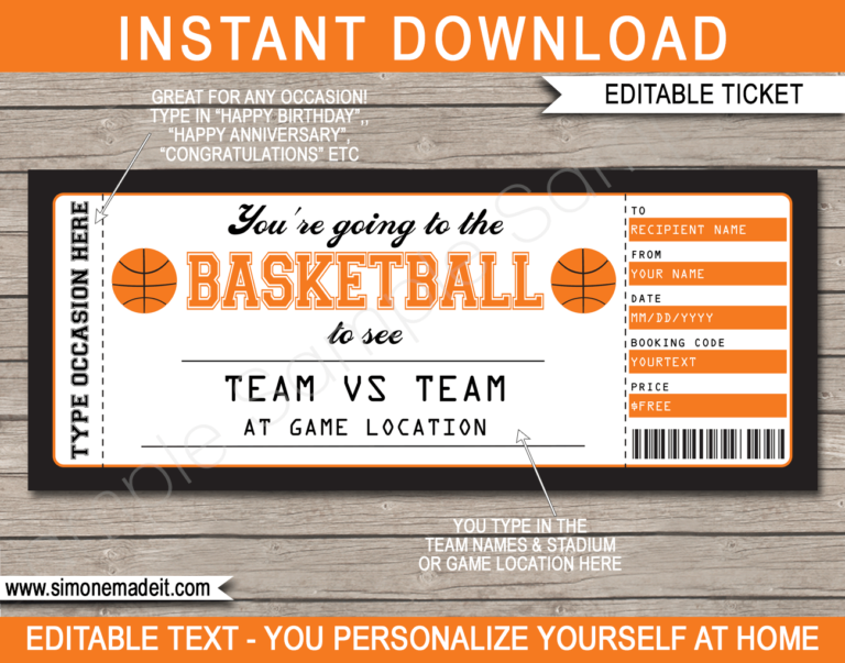 Dallas Mavericks Game Ticket Gift Voucher | Printable Surprise NBA ...