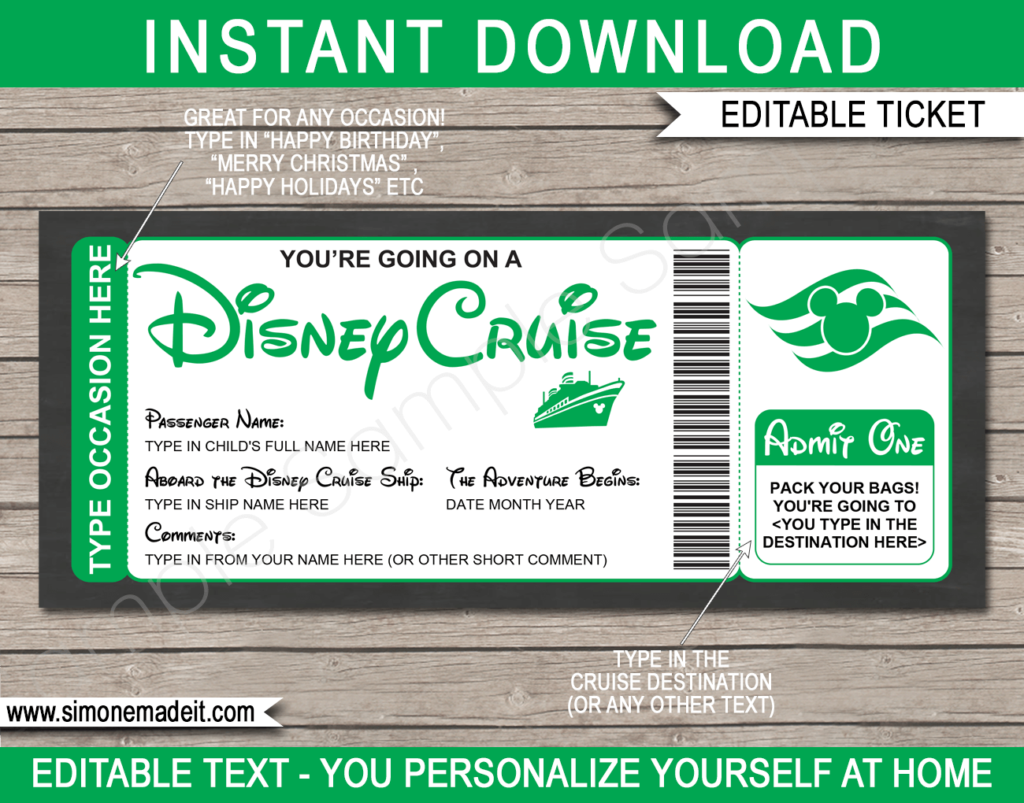 Surprise Disney Cruise Boarding Pass Template | Printable Disney Cruise ...