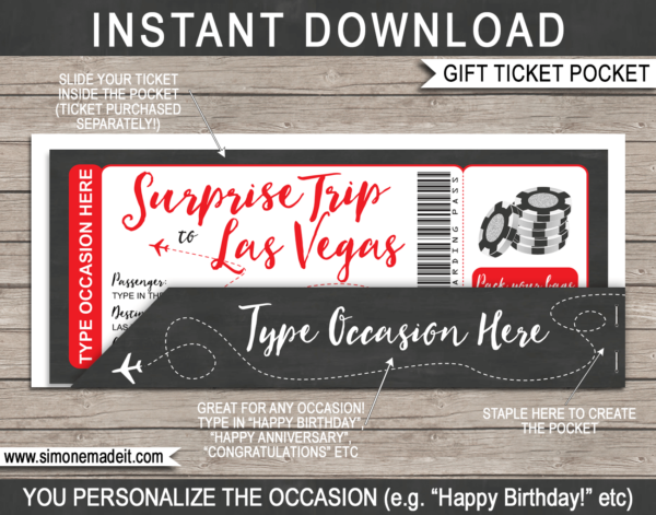 Printable Plane Ticket Pocket Sleeve Gift Template | Airplane Ticket Jacket