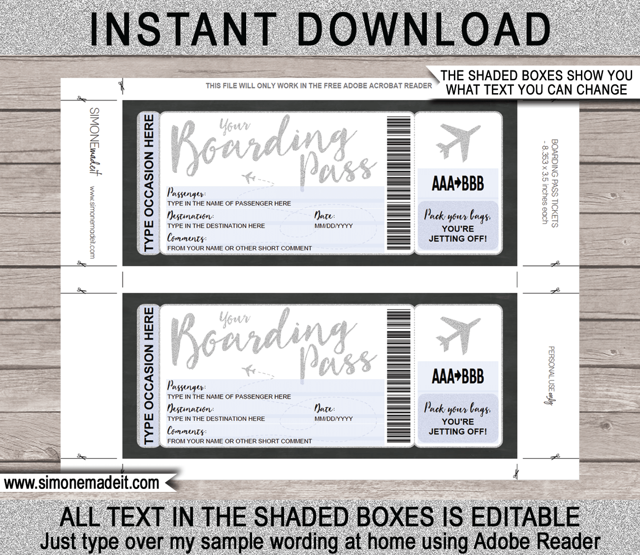 Printable Fake Plane Ticket Printable World Holiday