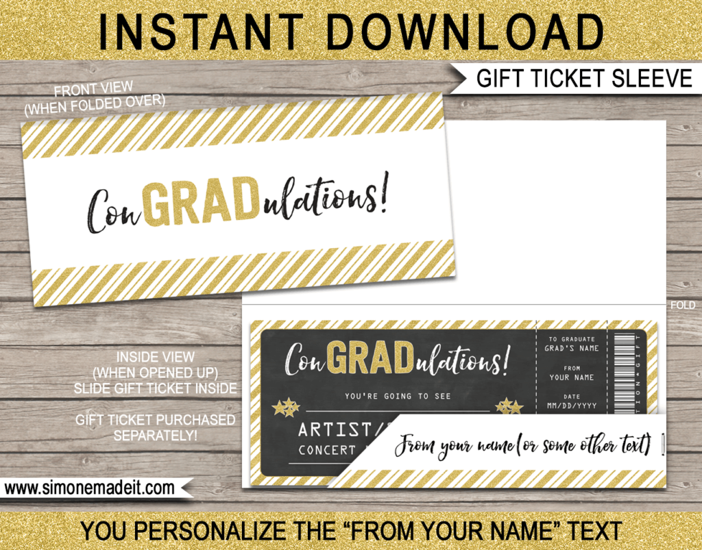 Graduation Gift Ticket Sleeve | Editable & Printable Envelope Template