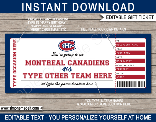 Toronto Maple Leafs Game Ticket Gift Voucher | Printable Surprise ...
