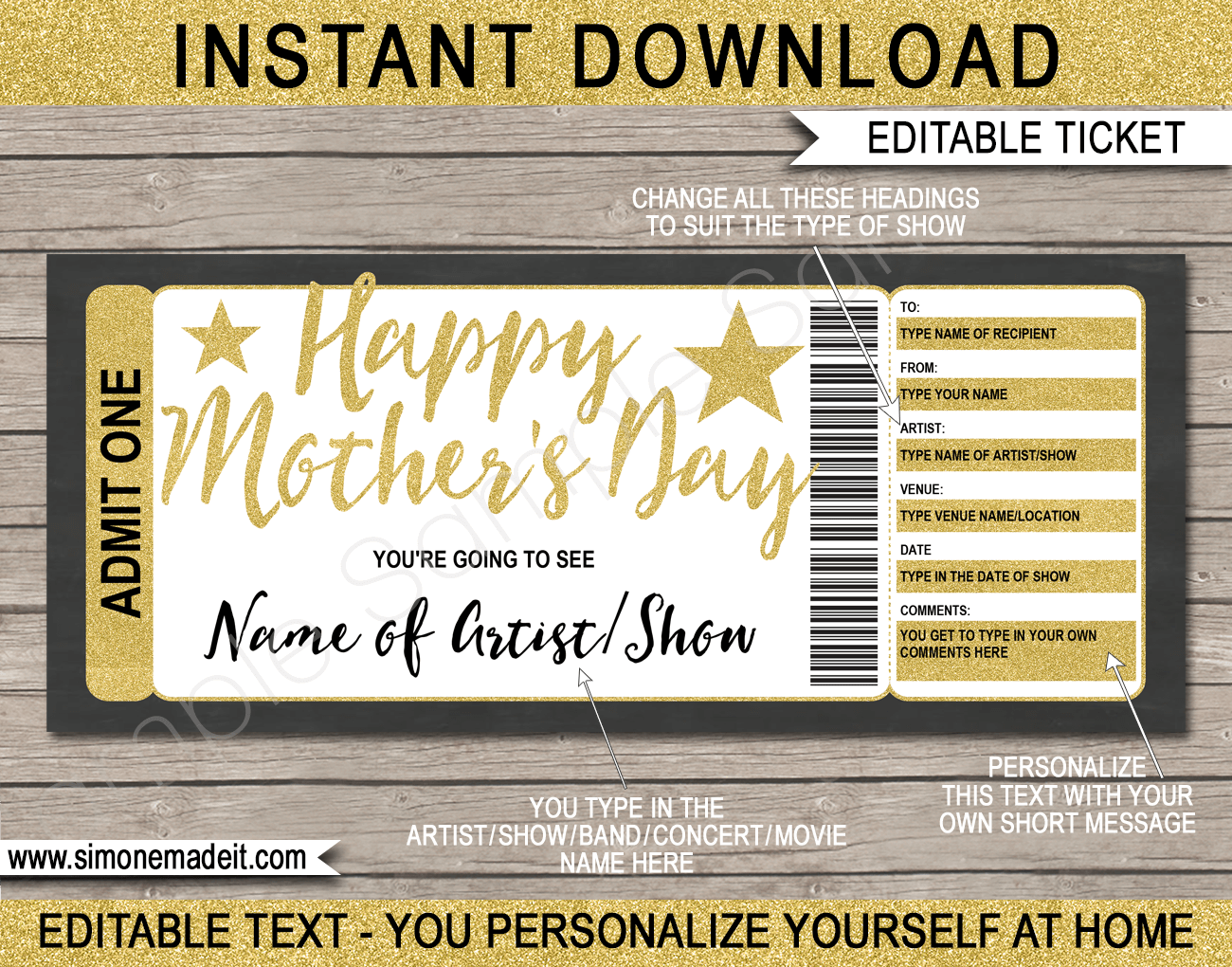 Mother s Day Spa Gift Voucher Certificate Ticket Template Massage Cou 