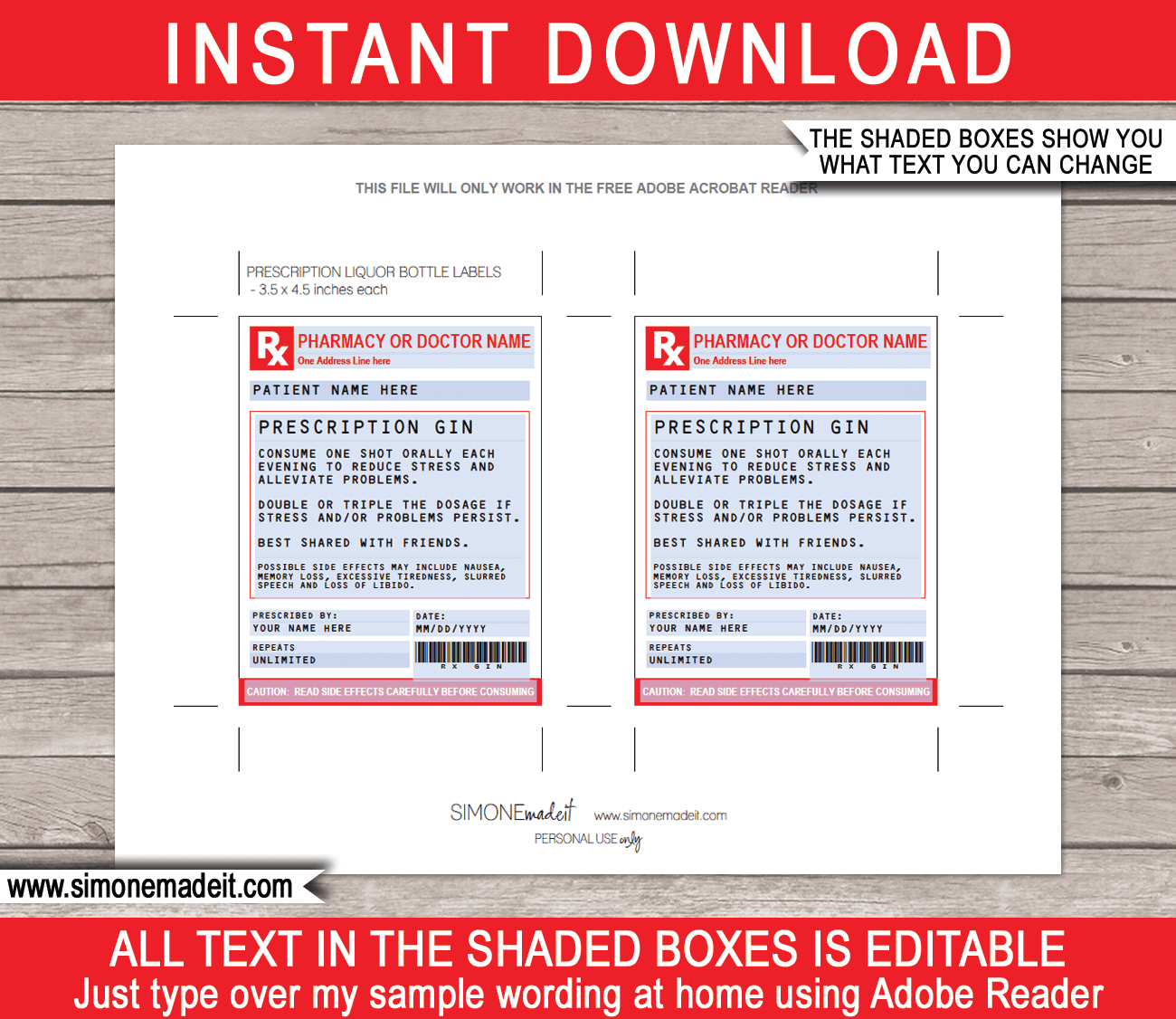 Fake Prescription Label Template