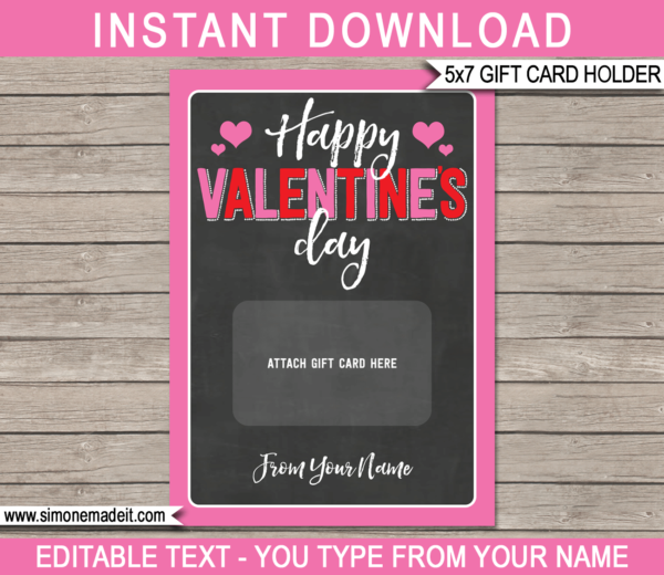 Printable Valentine's Day Gift Card Holder Template | Last minute Gift