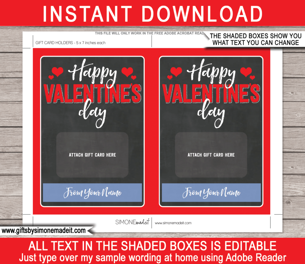 Printable Valentine's Day Gift Card Holder Template | Last minute Gift
