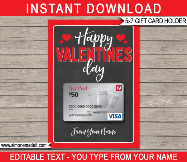 Printable Valentine's Day Gift Card Holder Template | Last minute Gift