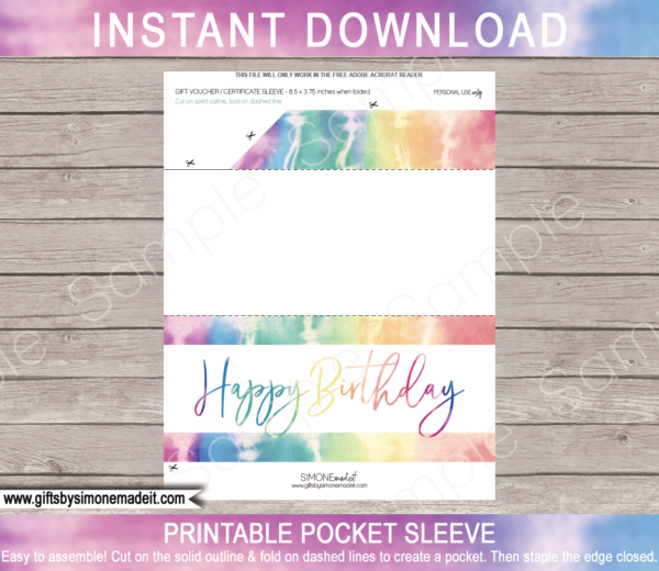 Birthday Tie Dye Gift Voucher Template, Printable Gift Certificate ...