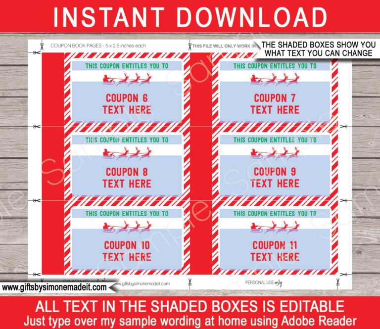 DIY Christmas Coupons Book Template | Printable Personalized Vouchers