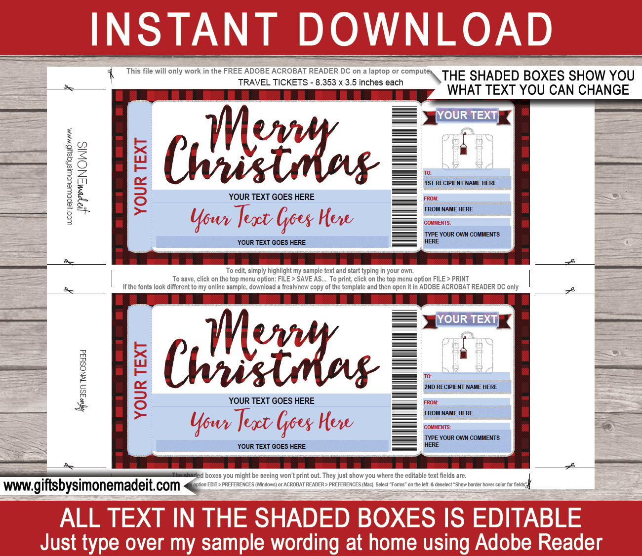 Christmas Weekend Away Travel Voucher Template Surprise Getaway