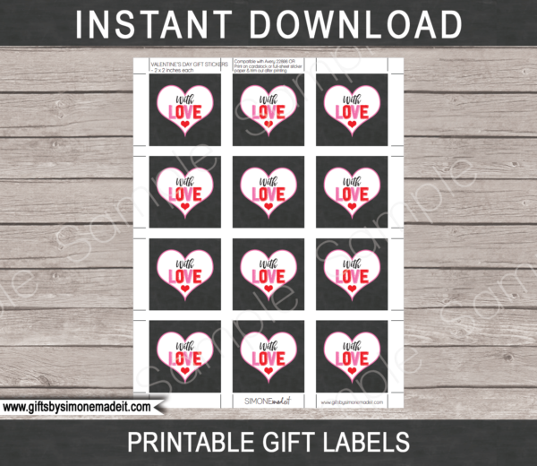 Valentines Gift Labels Template | Printable Valentine's Day Gift Tags
