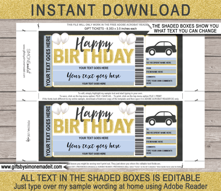 Birthday Driving Lessons Gift Voucher Template | Printable Certificate