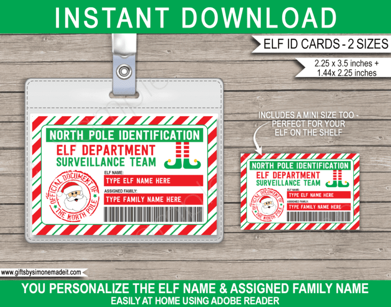 Elf on the Shelf ID Card Template | Mini License Badge | Surveillance Team