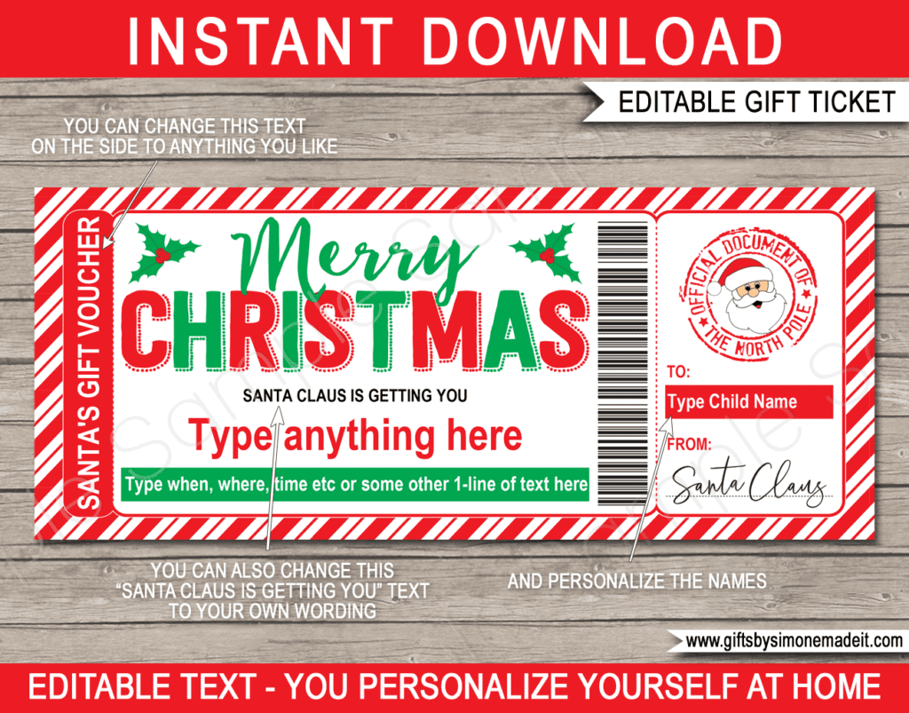 Gift Voucher from Santa Template | Printable Christmas Gift Certificate