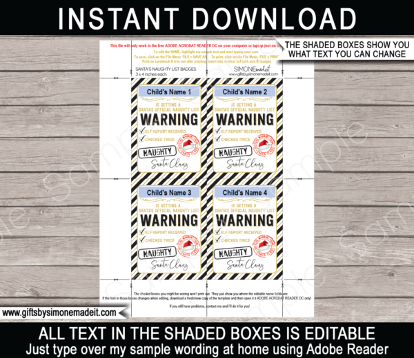 Naughty & Nice List ID Card Template | Printable ID Badge Certificate