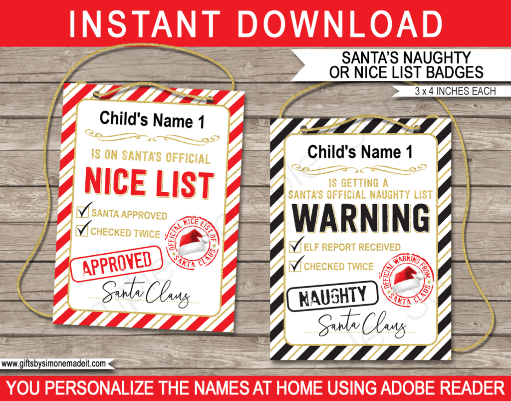 Printable Santas Naughty List Certificate | Official Warning | Santa Claus