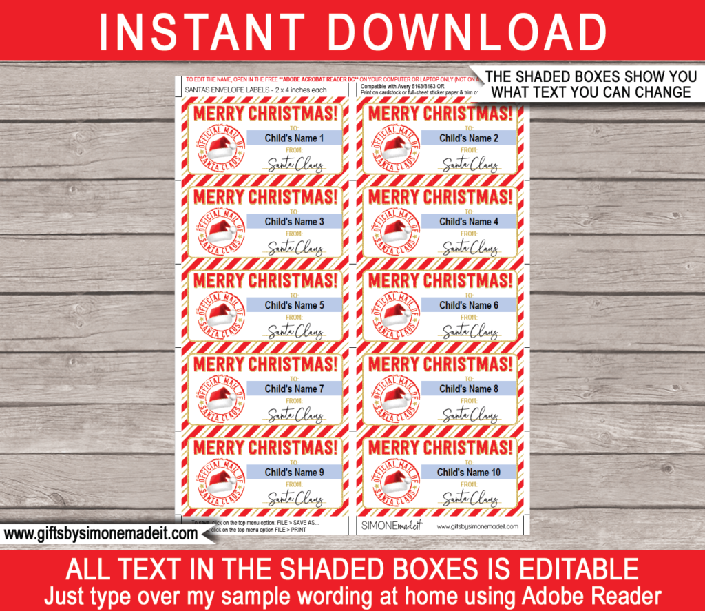From Santa Letter Printable Template plus Matching Envelope Labels