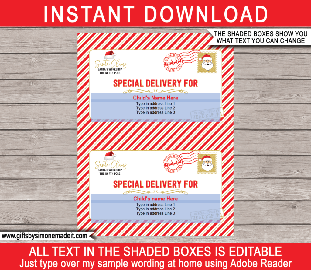 Address Labels from Santa Template | Printable North Pole Shipping Label
