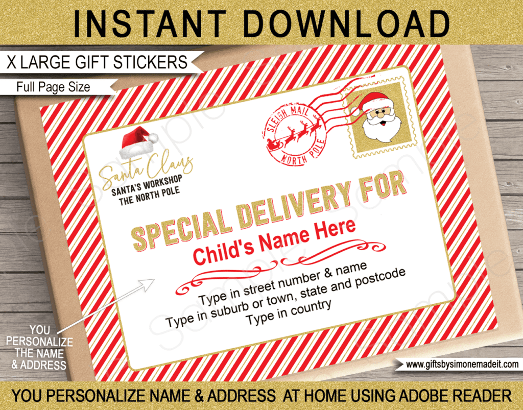 Christmas Gift Label from North Pole Template | Santa Mail Printable Tags