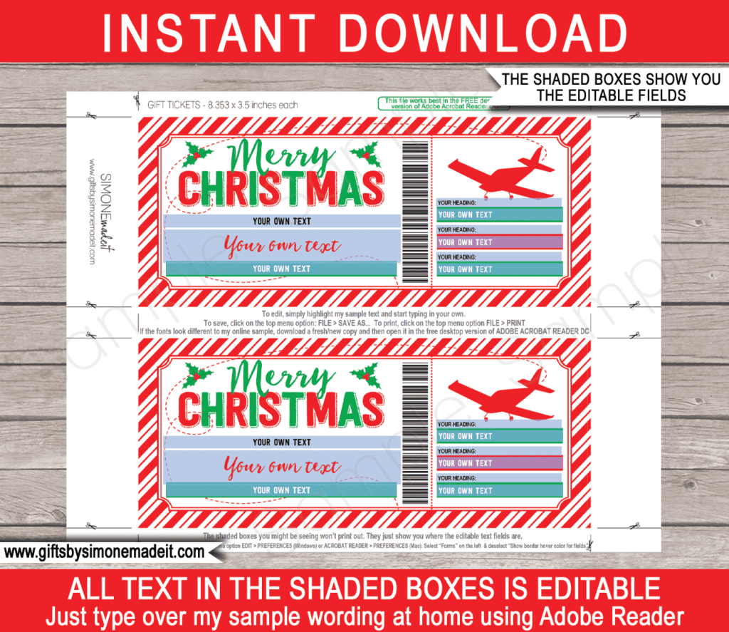Christmas Flying Lessons Voucher Template | Pilot Gift Certificate