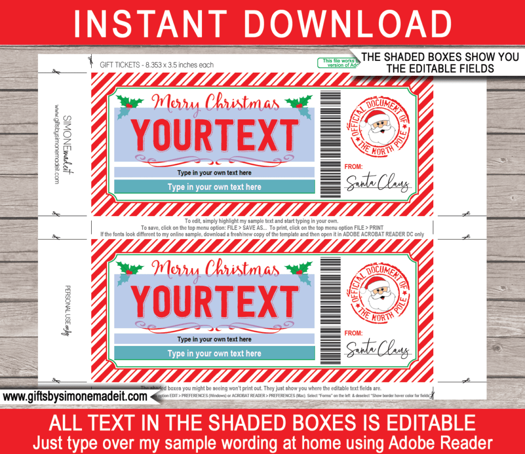 Santa Gift Certificate Template | Printable Christmas Gift Card
