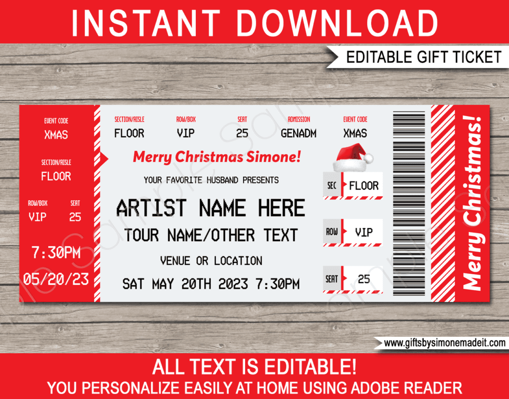 Ticketmaster Concert Ticket Template | Fake Ticket Gift Card