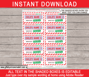 Inspected by Elf Gift Labels Template | Printable Santa Gift Stickers