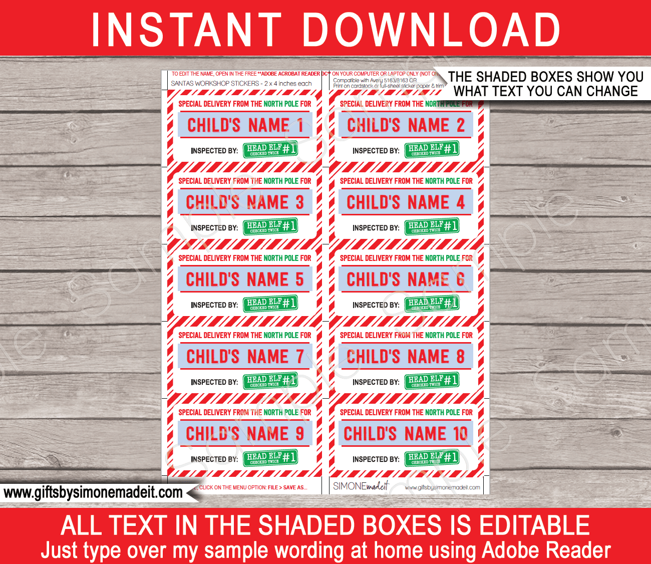 editable printable tags