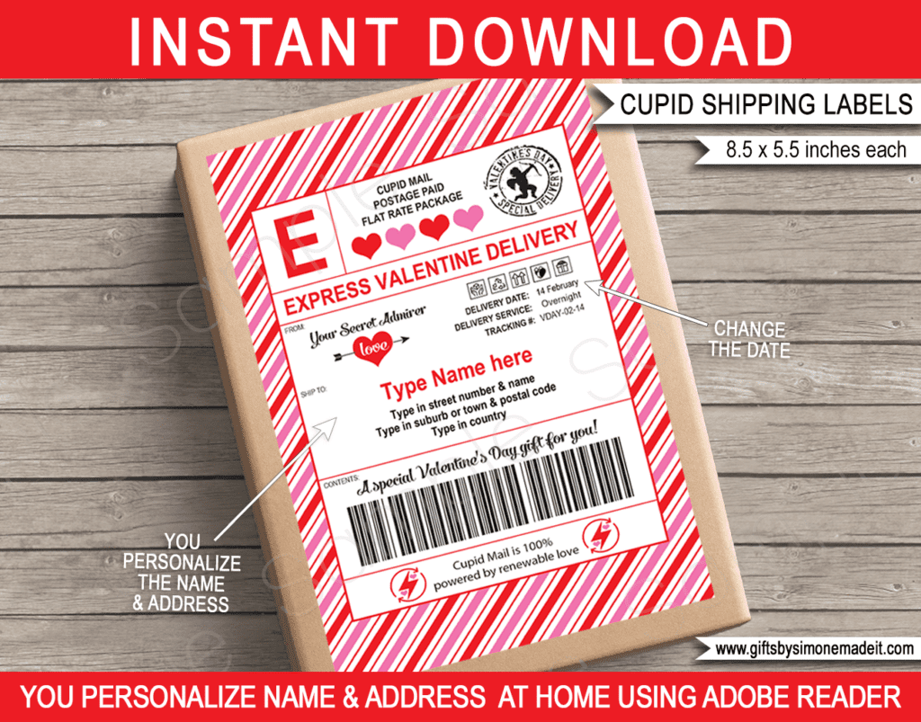 Valentine Shipping Labels Template | Secret Admirer Gift Tags