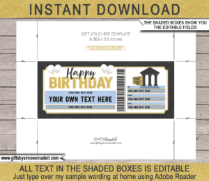 Birthday Museum Ticket Template | Printable Gift Certificate
