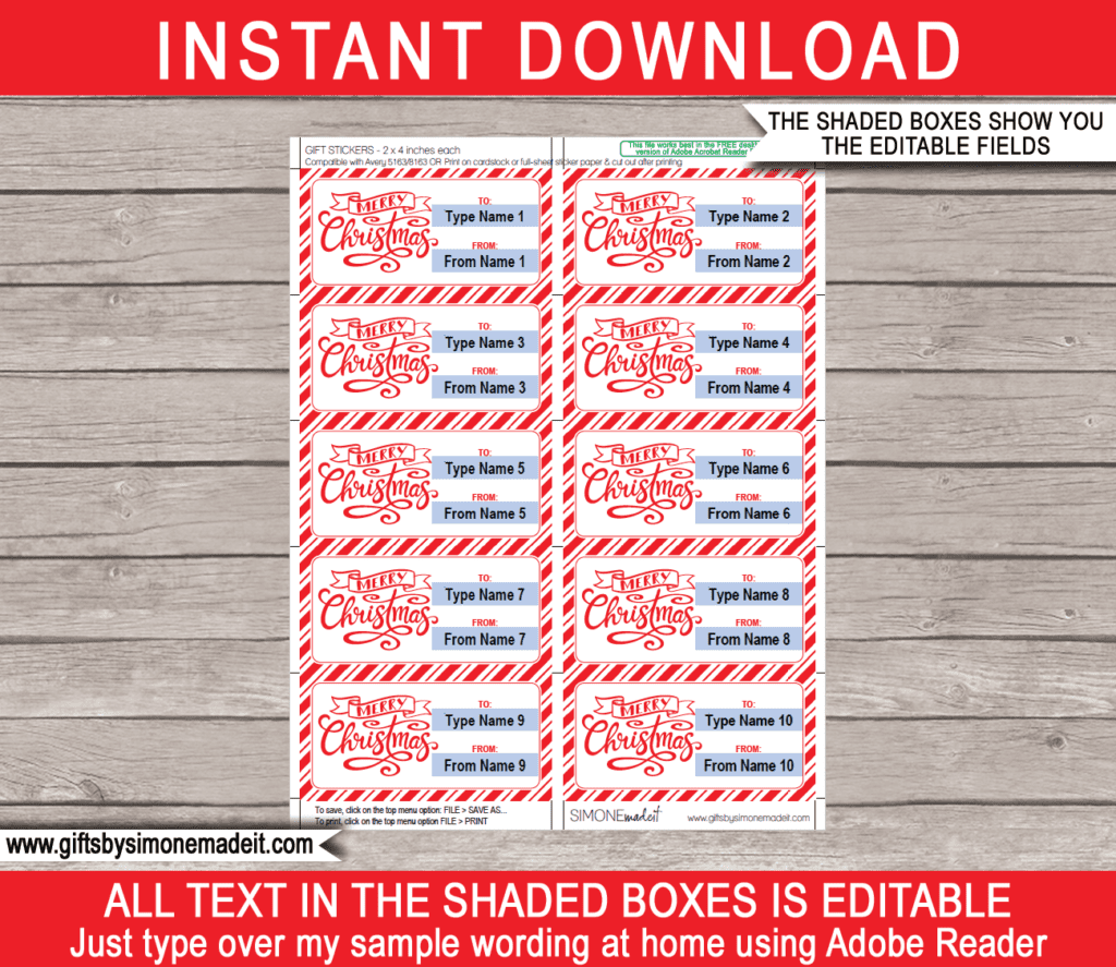 Merry Christmas Gift Labels Template | Printable Stickers